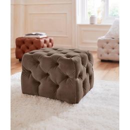 Home Affaire Polsterhocker &raquo;Kalina&laquo; mit klassischer Chesterfield-Knopfheftung, passend zur Serie "Kalina" braun Struktur (100% Polyester);Samtoptik (