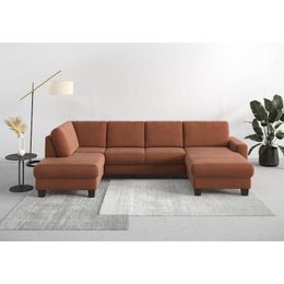 Home Affaire Wohnlandschaft &raquo;Summer U-Form&laquo; mit oder ohne Bettfunktion und Bettkasten, wengefarbene Holzf&uuml;&szlig;e rosa 95% Polyester, 5% Polyamid