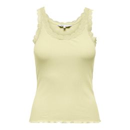 Only Damen Only Tanktop &raquo;ONLSARA &ndash; Tanktop mit Spitzendetail am Ausschnitt&laquo; Baumwollmischung, regular fit beige XL