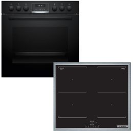 Bosch Induktions Herd-Set &raquo;HND617LS67&laquo; mit Backwagen Hydrolyse Backwagen mit ausziehbarer T&uuml;r f&uuml;r bequemes Kochen & Backen schwarz LCD-Display 