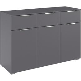 Rauch Kombikommode &raquo;Sideboard Schubladenkommode CORTONA mit Dekor-Front&laquo; Breite 120 cm inkl. Soft-Close-Funktion, mit 3 Schubladen und 3 verstellbaren