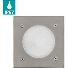 Eglo Einbauleuchte &raquo;LAMEDO Bodeneinbaulampe, Edelstahl und Glas, IP65, IP67, Au&szlig;enlampe&laquo; LED-Board 1 Stk. Warmwei&szlig; Bodeneinbauleuchte, L10 x B10, 