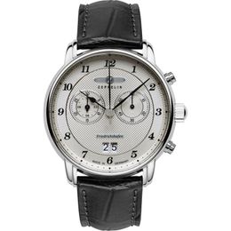 Zeppelin Herren Zeppelin Chronograph &raquo;Friedrichshafen Big Date&laquo; Armbanduhr, Herrenuhr, Made in Germany, analog, Tag, Stoppfunktion schwarz