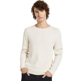 Tom Tailor Denim Herren Tom Tailor Denim Strickpullover mit dezenter Struktur wei&szlig; XXL