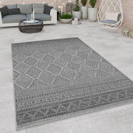 Paco Home Teppich &raquo;Vermont 184&laquo; rechteckig 4 mm H&ouml;he Flachgewebe, modernes Design mit Rauten, gesteift, Outdoor geeignet grau Polypropylen