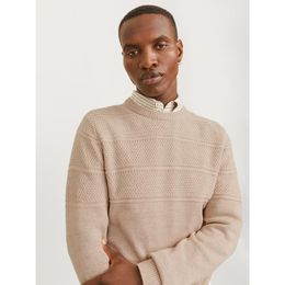 Jack & Jones Jack & Jones Herren Rundhalspullover &raquo;JJJERRY KNIT CREW NECK AW24&laquo; mit Struktur beige S