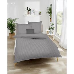 Kaeppel Bettw&auml;sche &raquo;Mood&laquo; 2 Stk. grau Edel-K&ouml;per-Flanell, Obermaterial: 100% Baumwolle