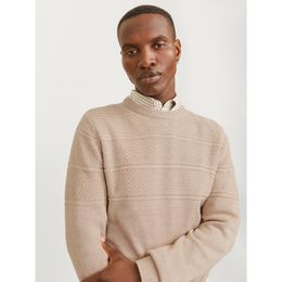 Jack & Jones Jack & Jones Herren Rundhalspullover &raquo;JJJERRY KNIT CREW NECK AW24&laquo; mit Struktur beige S