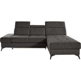Home Affaire Ecksofa &raquo;Cardiz L-Form&laquo; inkl.Kopfteilverstellung und Federkern wahlweise mit Bettfunktion grau Webstoff (100% Polyester);Luxus-Microfaser