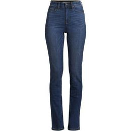 LANDS' END Shaping Jeans Straight Fit High Waist, Damen,  Blau, Baumwoll-Mischung, by Lands' End