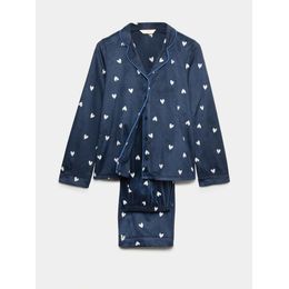 Marks & Spencer Marks & Spencer Pyjama Damen Gr&ouml;&szlig;e M navy / wei&szlig; Winterkleid