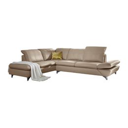 W.Schillig Ecksofa &raquo;Taoo, elegant und zeitlos, bequem, L-Form&laquo; mit Sitziefenverstellung & Kopfteilverstellung blau Longlife Xtra-Leder Z73: 