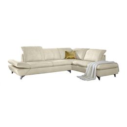 W.Schillig Ecksofa &raquo;Taoo, elegant und zeitlos, bequem, L-Form&laquo; mit Sitziefenverstellung & Kopfteilverstellung beige Longlife fabric Velourgewebe S41 (