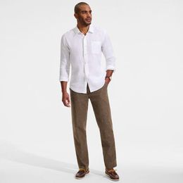 LANDS' END Classic Fit Business-Hose aus Leinenmix, Herren,  Braun, Leinen/Baumwoll-Mischung/Viskose-Mischung, by Lands' End