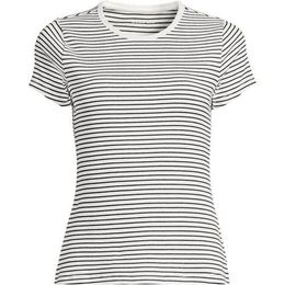 LANDS' END Rippshirt mit kurzen &Auml;rmeln, Damen,  Wei&szlig;, Elasthan/Baumwoll-Mischung, by Lands' End