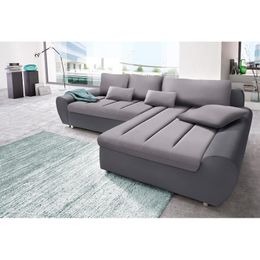 Sit & More sit&more Ecksofa &raquo;Bandos L-Form&laquo; in 2 unterschiedlichen Gr&ouml;&szlig;en, wahlweise mit Bettfunktion grau Flachgewebe, 2-farbig ( 100% Polyester);Luxus-