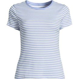 LANDS' END Rippshirt mit kurzen &Auml;rmeln, Damen,  Blau, Elasthan/Baumwoll-Mischung, by Lands' End