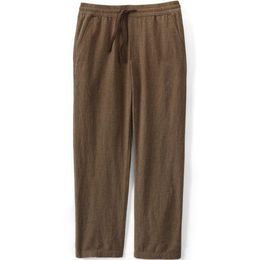 LANDS' END Classic Fit Schlupfbund-Hose aus Leinenmix, Herren,  Braun, Leinen/Baumwoll-Mischung, by Lands' End
