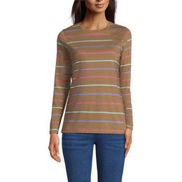 LANDS' END Supima-Shirt, Langarm, Damen,  Beige, Baumwolle, by Lands' End