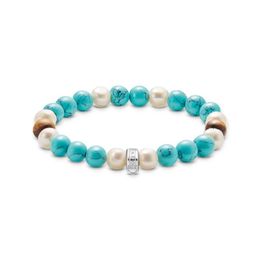 Thomas Sabo Damen Thomas Sabo Armband &raquo;Charm Club: Bead-Armband&laquo; mit T&uuml;rkis-Imitat, oder Jaspis und Tigerauge - mit S&uuml;&szlig;wasserzuchtperle silber