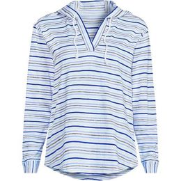 LANDS' END Flammgarn-Kapuzenshirt, Damen,  Blau, Baumwolle, by Lands' End
