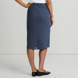 LANDS' END Softer Jersey-Midirock, Damen,  Blau, Baumwolle/Polyester/Baumwoll-Mischung, by Lands' End