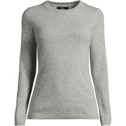 LANDS' END Kaschmir-Pullover mit rundem Ausschnitt, Damen,  Grau, Kaschmir, by Lands' End