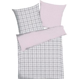 Kaeppel Wendebettw&auml;sche &raquo;Plaid&laquo; 2 Stk. angenehm w&auml;rmend rosa Mako-Satin, Obermaterial: 100% Baumwolle
