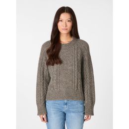 Les Racines du Ciel Damen-Zopfstrickpullover Alpaka L/XL Taupe