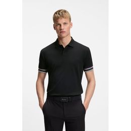 BOSS Green Herren BOSS Green Poloshirt &raquo;Polo Zone&laquo; mit Piqu&eacute;-Streifen und einem Logo am &Auml;rmel schwarz XL