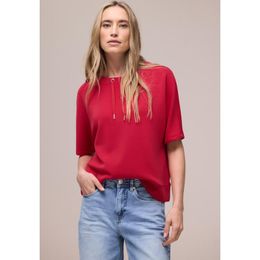 Street One Damen Street One Sweatshirt, Halbarm Silk-Look Shirt mit Kordelzug 36
