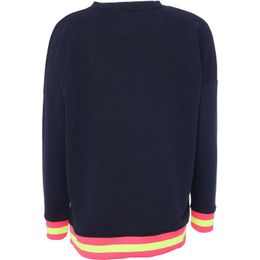 Zwillingsherz Damen Sweatshirt, Langarm, Neon-Details, V-Ausschnitt, Schriftzug blau L/XL