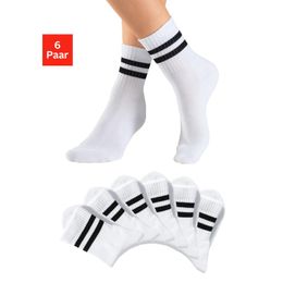 H.I.S. H.I.S Damen Sportsocken Packung, 6 Paar tlg. klassische Tennissocken mit Streifen 43-46