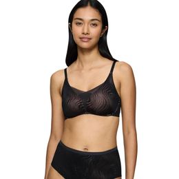 Triumph Damen B&uuml;gelloser BH &raquo;Shape Smart Ellipse&laquo; gl&auml;ttend, tieferes Dekollet&eacute;, wellenf&ouml;rmigen Jacquard-Mesh schwarz 5, N-Gr