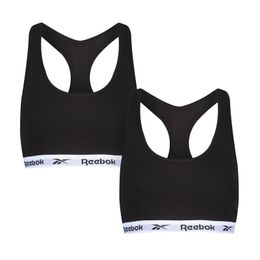 Reebok Damen Bustier &raquo;FRANKIE&laquo; 2er-Pack, breite Tr&auml;ger, ohne Verschluss, ohne B&uuml;gel, mit Logo, Baumwollmix schwarz-wei&szlig; S (36), N-Gr