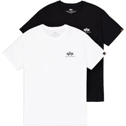 Alpha Industries Herren Rundhalsshirt &raquo;Basic T Small Logo 2 Pack&laquo; Set, 2 Stk. schwarz-wei&szlig; S