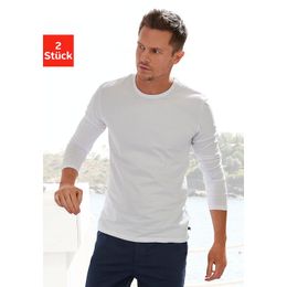 H.I.S. H.I.S Herren Langarmshirt Packung, 2er-Pack, Doppelpack Unterziehshirt aus Baumwoll-Mix wei&szlig; M