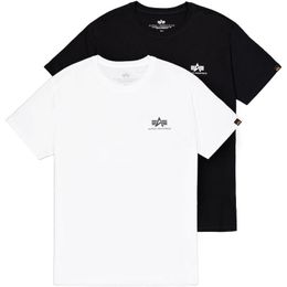 Alpha Industries Herren Rundhalsshirt &raquo;Basic T Small Logo 2 Pack&laquo; Set, 2 Stk. schwarz-wei&szlig; L