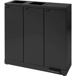 Wertstoffsammler Bica Advanced, Volumen 3 x 65 l, mit Pedal, schwarz kaiserkraft
