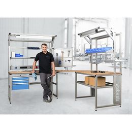 bedrunka hirth workalu Arbeitstisch, Grundgestell, Aluminium, 4-Fu&szlig;, BxH 1950 x 850 mm