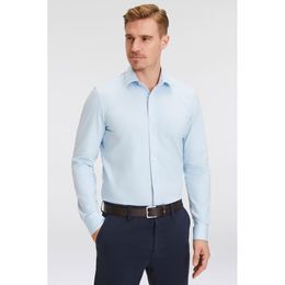 OLYMP Herren OLYMP Businesshemd &raquo;Luxor 24/Seven Modern Fit&laquo; mit Dobby-Webmuster mit Farbakzentuierung blau 37, N-Gr
