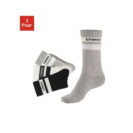 Copenhagen Studios Damen Tennissocken Packung, 3 Paar tlg. mit Streifendesign und Vollfrottee wei&szlig; 35-38