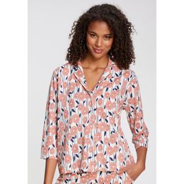 Vivance Dreams Damen Pyjamaoberteil 1-teilig, mit sch&ouml;nem Alloverdruck orange 32/34