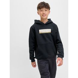 Jack & Jones Jack & Jones Junior Jungen Kapuzensweatshirt &raquo;JORINWOOD BLOCK BRANDING SWEAT NOOS JNR&laquo; schwarz 128
