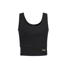 Buffalo Damen Crop-Top in Rippstruktur mit breitem Bund schwarz 36/38