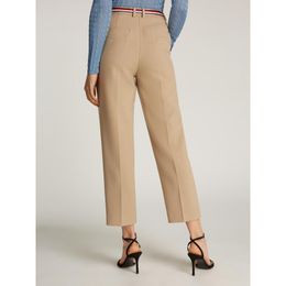 Tommy Hilfiger Damen Webhose &raquo;PUNTO SLIM STRAIGHT PANT&laquo; mit B&uuml;gelfalten, Metalllabel beige 46, N-Gr