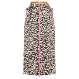 Zwillingsherz Damen Wendeweste &raquo;"Leopard"&laquo; Leo Muster, beidseitig tragbar, modisch, Kapuze, Doppel-Zipper beige S