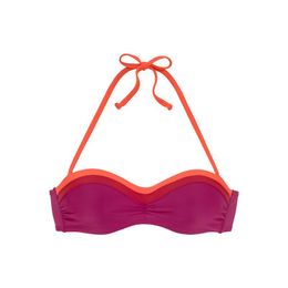 s.Oliver Damen s.Oliver B&uuml;gel-Bandeau-Bikini-Top &raquo;Yella&laquo; mit kontrastfarbenen Details bunt 38, Cup D