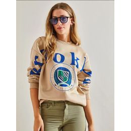 Bianco Lucci Sweatshirt Damen Gr&ouml;&szlig;e L blau / hellbraun / gr&uuml;n
