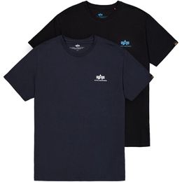 Alpha Industries Herren Rundhalsshirt &raquo;Basic T Small Logo 2 Pack&laquo; Set, 2 Stk. blau L